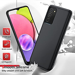 LeYi Liquid Silicone Slim Phone Case for Galaxy A03S (6.5") with 2-Pack Screen & Camera Protectors - Black