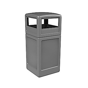 Commercial Zone Square Waste Container with Dome Lid, Polyethylene, 42-gal, Gray