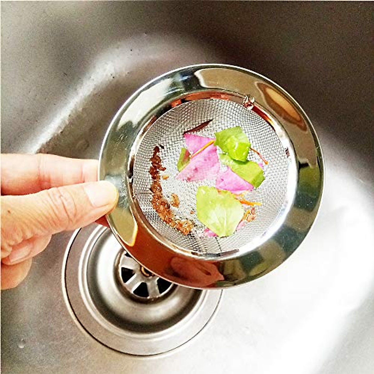 2 PCS Stainless Steel Kitchen Sink Strainers,Large Wide Rim 4.3" Diameter,Rust-Free,Perfect for Garbage Disposals Prevent Food Clogging Your Sink Fine Mesh