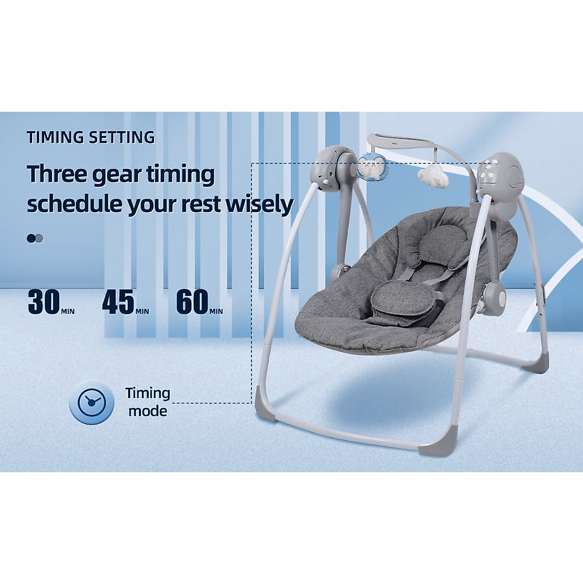 Vannetgo Comfort Portable Swing,Comfort Baby Rocking Chair with Soothing Music，Foldable,Bionic Design, Baby Rests Peacefully (25142)
