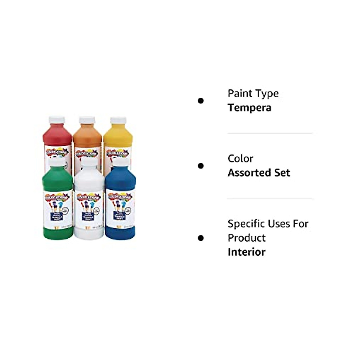 Colorations unisex child Tempera art paints, Assorted Set, 8 Fl Oz Pack of 6 US