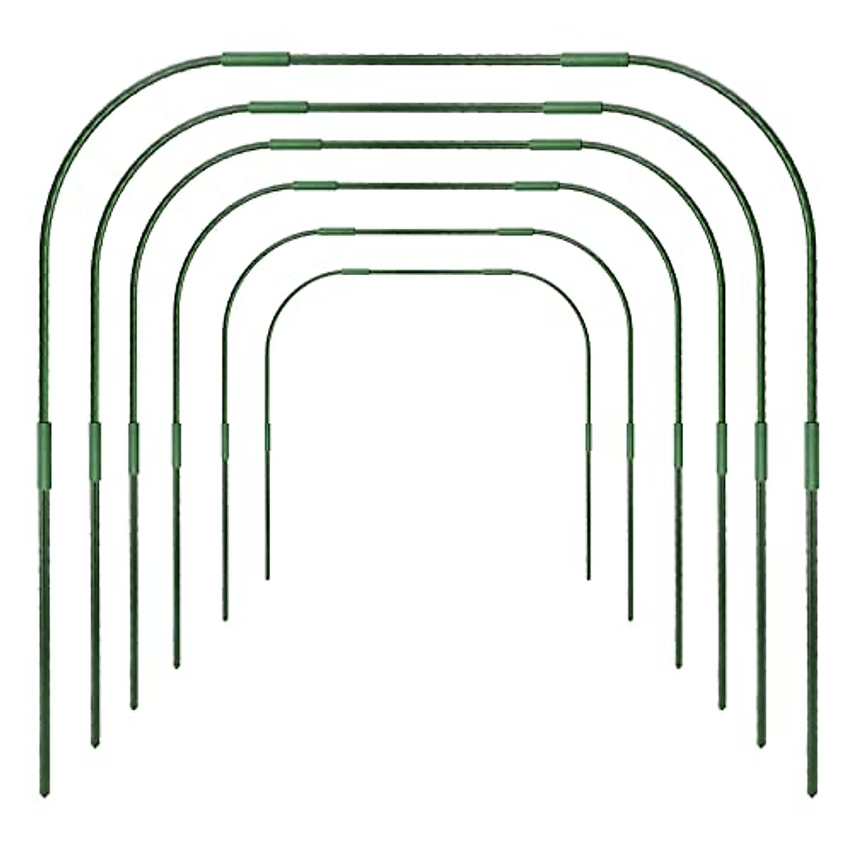 NZXVSE 6pcs Garden Hoops for Row Cover, 34.6x36 Inch Greenhouse Frame Tunnel Hoop, Steel Rust-Free Grow with Plastic Coated Support Frame, Dia 11mm Green
