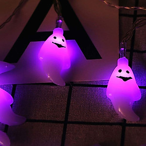 LIUPENGWEI Solar Outdoor Rodgersia String, 30 LED Ghost Globe-Shaped Solar Fairy Lights for Home, Party, Holiday, Christmas Decorations (Purple) Garden Ghost Light