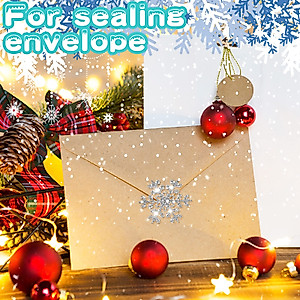 Yexiya 520 Pcs Christmas Envelope Seal Sticker Glitter Snowflake Sticker Label Christmas Sticker Xmas Snowflake Dot Envelope Sticker Seal for Christmas Card Envelope Box Decoration (Silver, 10 Sheets)