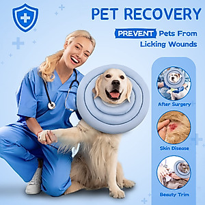 GoGoPaw Soft Dog Cones for Small Medium Dogs and Cats, Adjustable Dog Donut Collar Water Proof Dog Cone Alternative After Surgery, Pet Recovery Collar for Large Dogs to Stop Licking(Blue,S)
