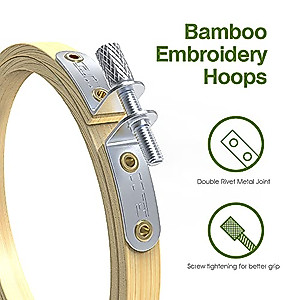 Caydo 6 Pieces Embroidery Hoop Set Bamboo Circle Cross Stitch Hoop Ring 4 inch to 10 inch for Embroidery and Cross Stitch