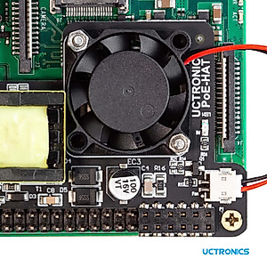 UCTRONICS PoE HAT for Raspberry Pi with Cooling Fan, IEEE 802.3af-Compliant, 5V 2.5A Power Over Ethernet Board for Raspberry Pi 4B/3B+