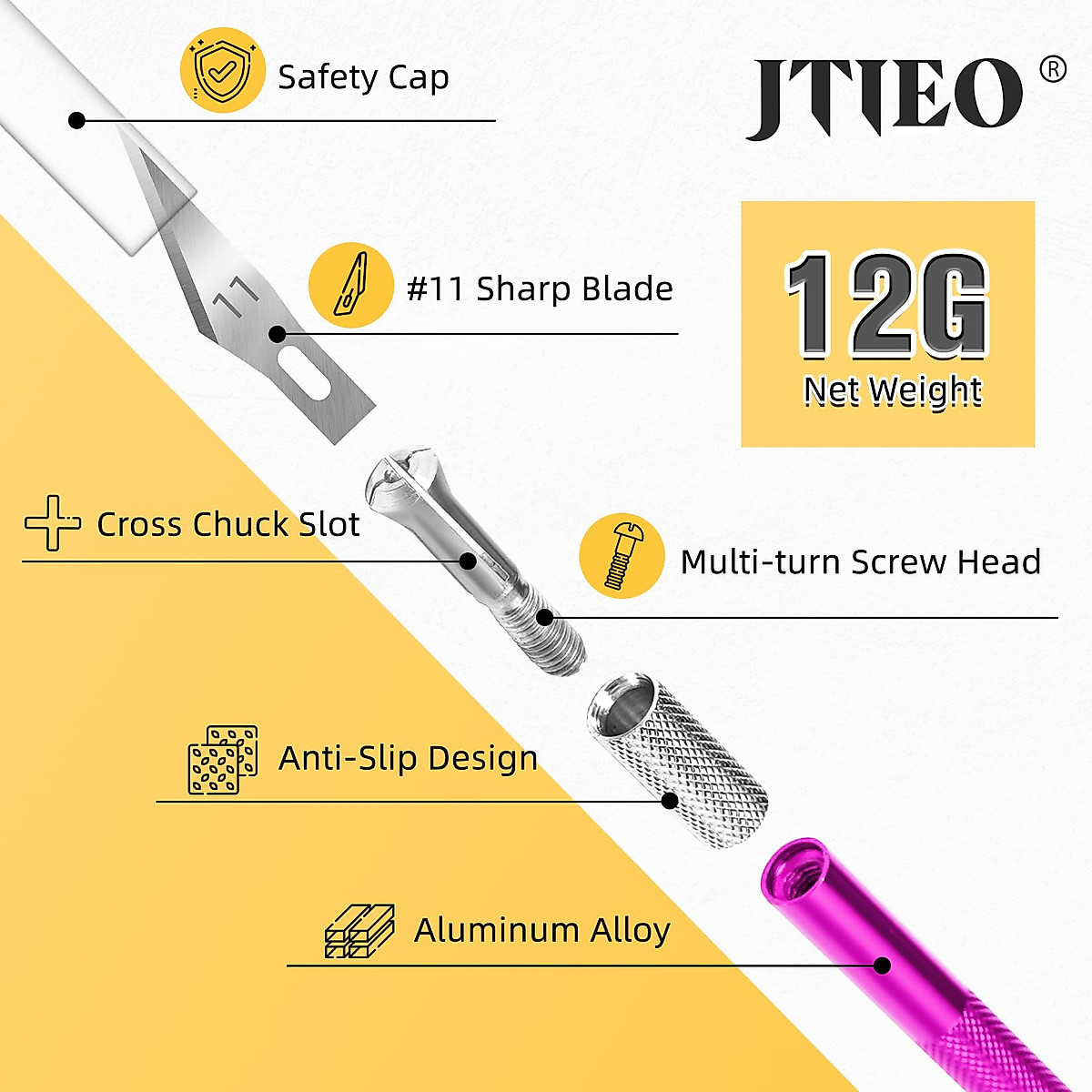 JTIEO 74 Pack Hobby Knife Exacto Knife with 4 Upgrade Sharp Hobby Knives and 70 Spare Craft Knife Blades for Art, Scrapbooking,Stencil