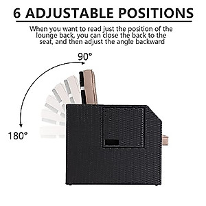 B BAIJIAWEI Outdoor Wicker Loveseat - Patio Furniture Set with Retractable Canopy, Adjustable Back, Side Table, Ottoman, Cushion - PE Rattan Sofa Set for Garden Poolside Backyard Lawn Porch