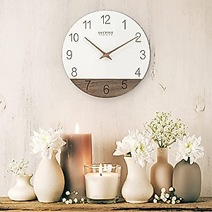 La Crosse 404-3630B 12" Sierra Wood Quartz Analog Wall Clock, White