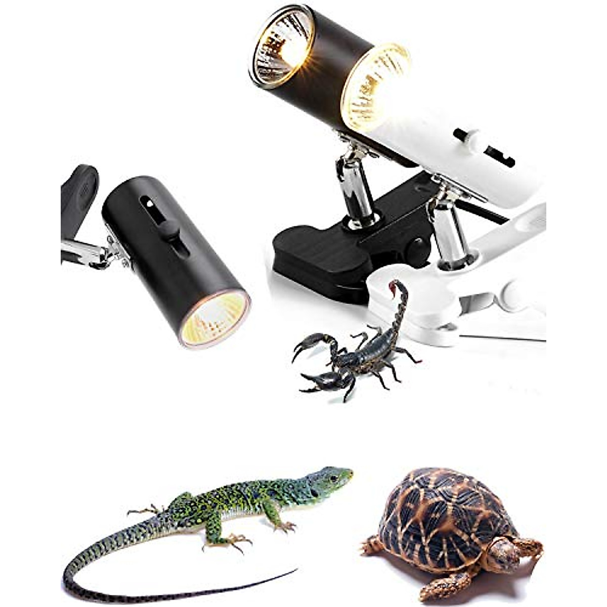 Wagooly Reptile Heat Lamp Fixture - Reptile Heater Turtle Lamp W/ Heat Bulb, Temperature Switch Reptile Basking Light, Heat Light for Gecko Bearded Dragon Terrarium & Aquarium - Heat Clamp Lamp (50)