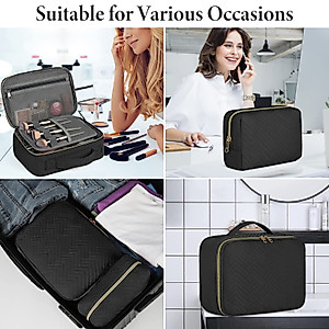 Makeup Bag 2pcs Waterproof Cosmetic Bag Travel Makeup Bag Set Portable Large Makeup Organizer Storage Bag Travel Toiletry Bag Multifunction Makeup Pouch Make Up Bag for Women and Girls, Black