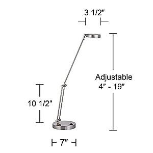 360 Lighting Jarrett Modern Desk Lamp 19" High Satin Nickel Silver Metal LED Adjustable Arm Rotating Head for Bedroom Living Room House Home Bedside Reading Office Entryway Kids Family