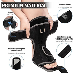 WXY Foot Brace with Support Plate - Dorsal Night Splint for Plantar Fasciitis Women Men - Plantar Fasciitis Relief Achilles Tendonitis Foot Drop Heel Pain Black
