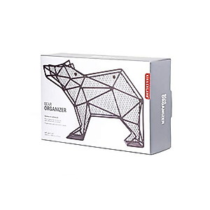 Kikkerland Bear Wall Mount Letter Organizer, 24.9 x 5.1 x 15.5 cm, Black