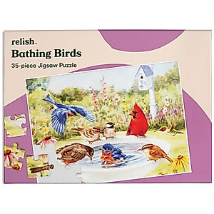 Relish Large Piece Puzzles for Seniors, 35 Piece Bathing Birds Jigsaw Puzzle, Dementia Products for Elderly