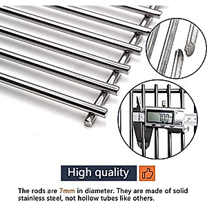 Hongso 19 1/4 inch SUS 304 Grill Grates and 17 3/4 Inch Heat Plates for Jenn-Air 720-0163 Nexgrill 720-0163 Gas Grills