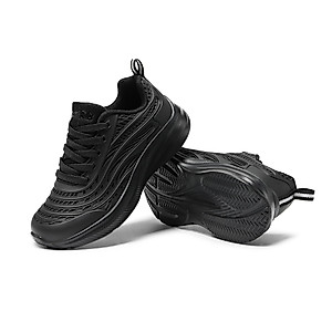 DREAM PAIRS Girls Boys Shoes Kids Tennis Sparkle Glitter Lace up Athletic Running Sneakers,Size 2 Little Kid,All Black,SDRS2330K