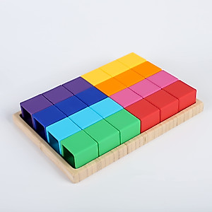 BLUE GINKGO Silicone Rainbow Blocks - Giftable Soft Blocks for Kids | BPA Free Silicone Blocks | Montessori Blocks, Silicone Rainbow Stacking Toy with Sorting Tray (24 PC - Vibrant)