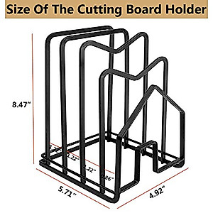 Cutting Board Organizer, Chopping Board Holder Stand Pot Lid Storage Rack for Kitchen Countertop Cabinet Flat Steel 4.92" x 5.71" x 8.47" (Black)