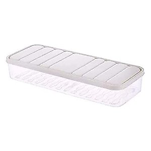 TIST Fridge Storage Container With Lid Stackable Food Organizer Bins Food Fresh Keeping Egg Fish Storage Box ( Color : S White )