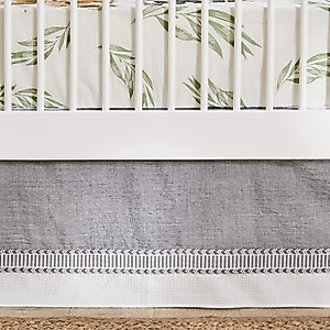 Levtex Baby - Mozambique Crib Bed Set - Baby Nursery Set - Baby Animal - Grey Taupe Charcoal Green White - Jungle Animals - 4 Piece Set Includes Quilt, One Fitted Sheet, Wall Decal & Skirt/Dust Ruffle