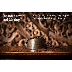 Bronze Singing Bowl with Felt Ring and Cover, Cosmos Series — MADE IN INDIA — For Meditation, Yoga and Sound Healing Therapy, 2-YEAR WARRANTY