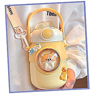 MLAFE Kawaii Insulation Cup Cute Stainless Steel Hot and Cold Insulation Cup 700ML Cartoon Kettle with Straw (Grape Purple)