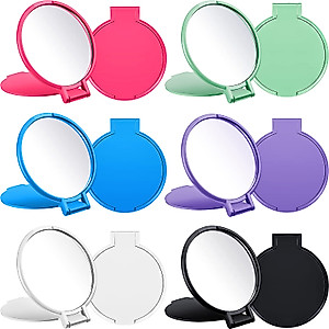 Jetec 12 Pieces Compact Mirrors Bulk Gifts Mini Vintage Travel Round Folding Mirrors Small Portable Pocket for Women Gifts Party Favors (Classic Colors)