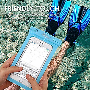 MoKo Waterproof Phone Pouch Holder [2 Pack], Underwater Phone Case Dry Bag with Lanyard Compatible with iPhone 14 13 12 11 Pro Max X/Xr/Xs Max/SE 3,Samsung S21/S10/S9/S8 Plus, Blue+Green