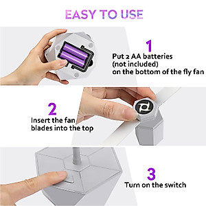 PIMAG Fly Fans for Tables, Fly Repellent Fan Outdoor Indoor Keep Flies Away, Fly Repellent Fans for Tables with Holographic Blades for Picnic, Party, Restaurant, Kitchen, and BBQ, 4 Pack Silver