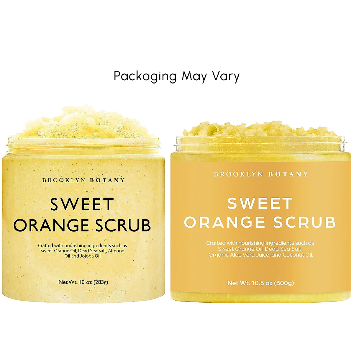 Brooklyn Botany Dead Sea Salt and Sweet Orange Body Scrub - Moisturizing and Exfoliating Body, Face, Hand, Foot Scrub - Fights Stretch Marks, Fine Lines, Wrinkles - Great Gifts for Women & Men - 10 oz