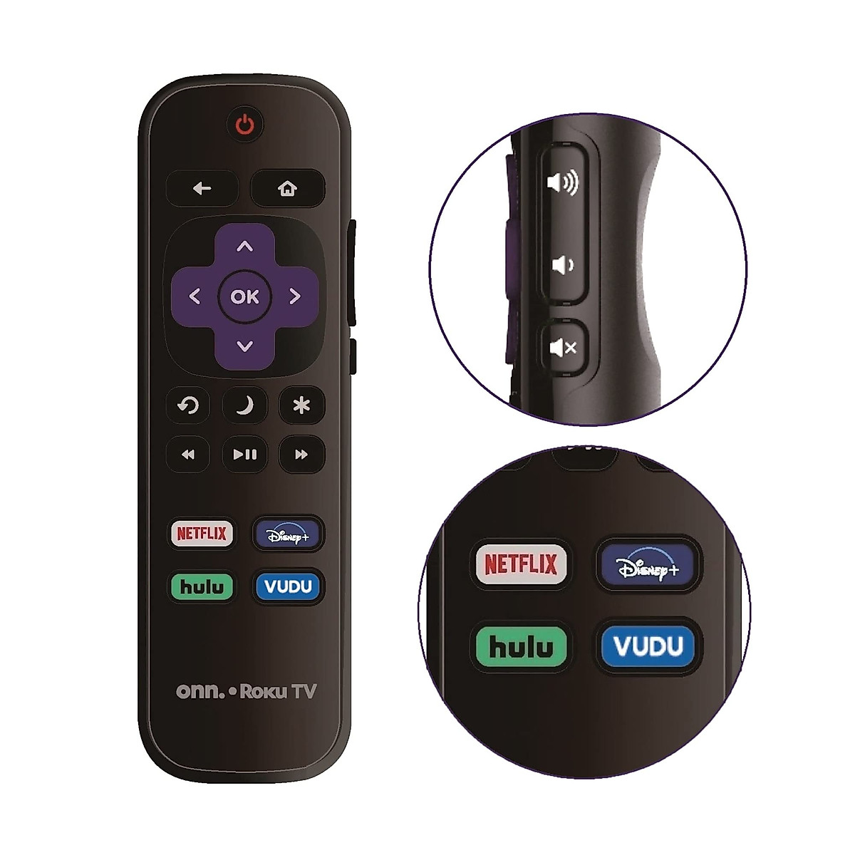 OEM Replacement Remote Control Compatible with All ONN. Roku TV Smart 4K Ultra HDTV 【Only Works with Onn. Roku TV, Not for Roku Stick and Roku Box】 (Netflix/Disney Plus/Hulu/Vudu)