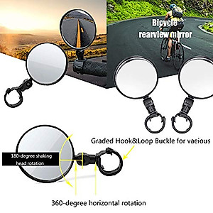 KRTYLYT Bike Mirror, 2pcs Bike Rear View Mirrors with Wide Angle Convex Mirror, Adjustable Rotatable Handlebar for Mountain Bike, Off-Road Bike and Fixed Gear Bike Handlebars (2pack)