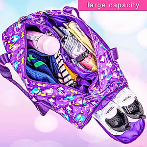 Gym Bag for Girls, Kids Duffle Bag for Travel, Girl Dance Duffel Bags with Shoe Compartment Weekender Overnight Bag, Mermaid