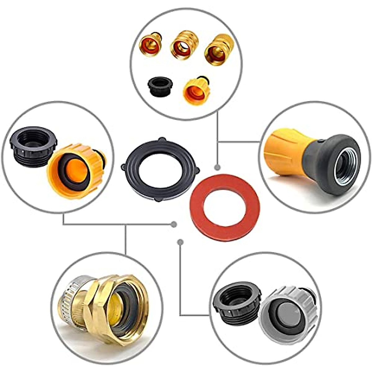 Vetico Garden Hose Washer Heavy Duty Rubber Washer Seals Fit All Standard 3/4 Inch Garden Hose and Water Faucet Fittings,32Packs