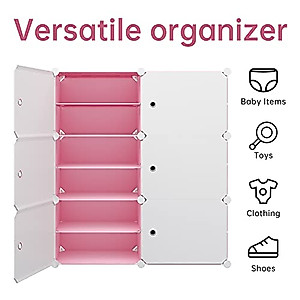 MAGINELS Baby Shoe Rack 24 Pairs Shoe Organizer Narrow Standing Stackable Shoe Storage Cabinet Space Saver for Entryway, Hallway and Closet,Pink