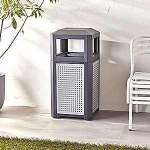 Safco Products Evos Outdoor/Indoor Trash Can with Perforated Galvanized Steel Panel, 15 Gallon, Black