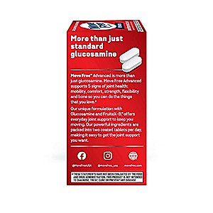 Glucosamine Chondroitin MSM & Vitamin D3 Joint Health Supplement, Move Free Advanced Joint Support Tablets For Men & Women (80cnt box), With Vitamin D3 To Support Bone & Immune Health