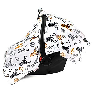 Top Tots Deluxe Baby Car Seat Canopy Cover, Deer Heads, Minky Dot, Orange