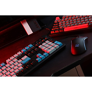 i-rocks K73M Mechanical Gaming Keyboard with Media Control Knob, 107 Keys, PBT Keycaps, Multimedia Hotkeys, Detachable USB-C Cable (Cherry MX Brown Switches, Cyberpunk Blue)