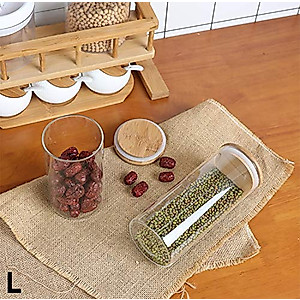 Lawei 3 pack Glass Storage Jars with Sealed Bamboo Lids - 51 oz Clear Glass Bulk Food Storage Canister for Serving Tea, Coffee, Spice, Candy, Cookie