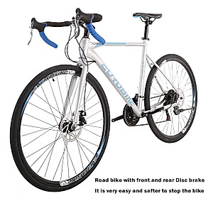 EUROBIKE XC580 Road Bike,21 Speed Bikes for Women and Men,54Cm Frame Road Bicycle,700C Wheels Racing Bike (54cm Silver)