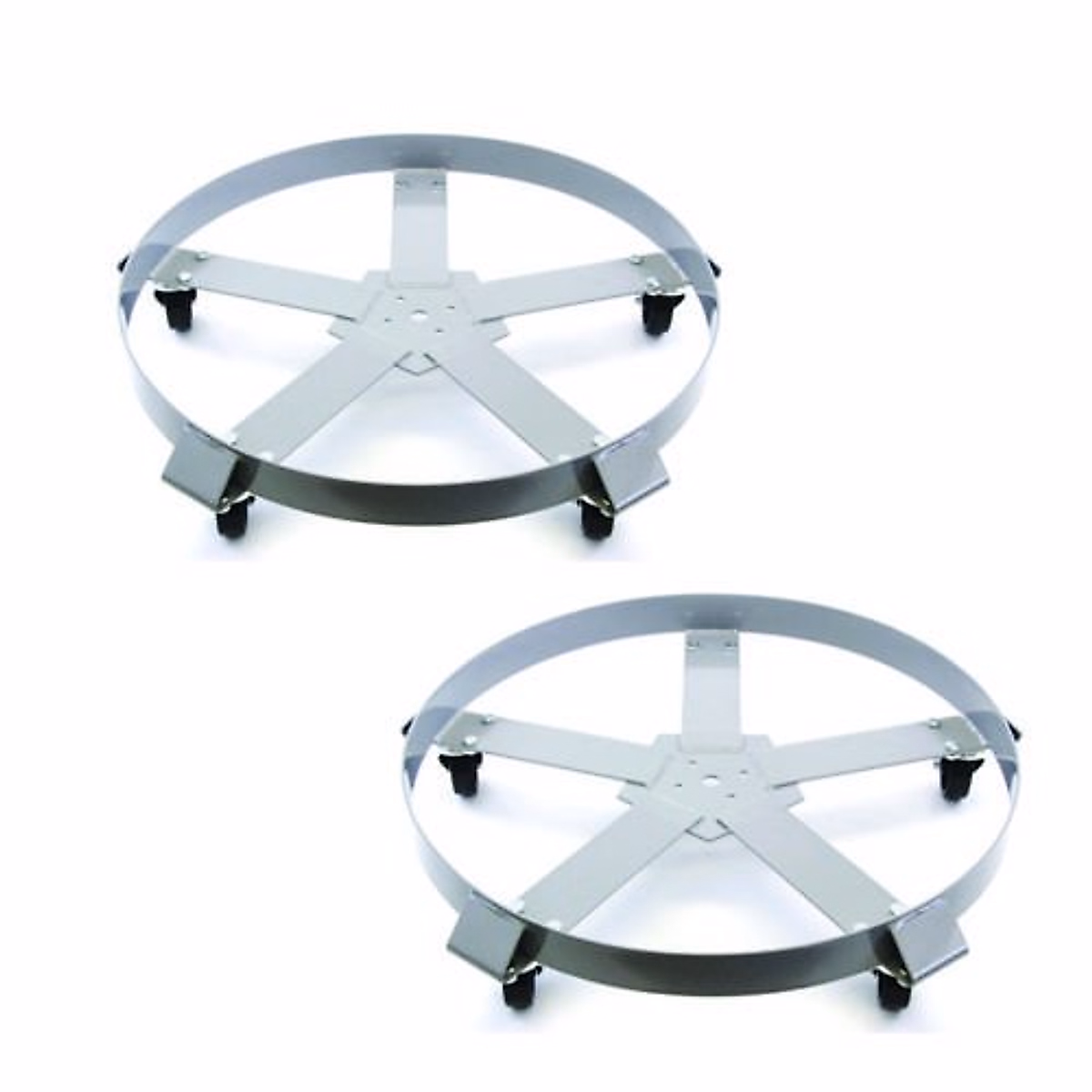 2 Drum Dolly 55 Gal 5 Wheel Swivel Casters Heavy Steel Frame Easy Roll 1250 lbs