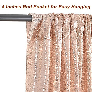 Rose Gold Backdrop Curtains 2 Pieces 2ftx8ft Sequin Fabric Backdrop Glitter Prom Drapes Baby Shower Background Backdrops