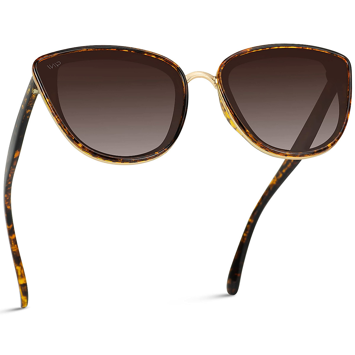 WearMe Pro - Women Full Lens Elegant Mirrored Lens Cat Eye Sunglasses (Tortoise/Brown Lens, 60)