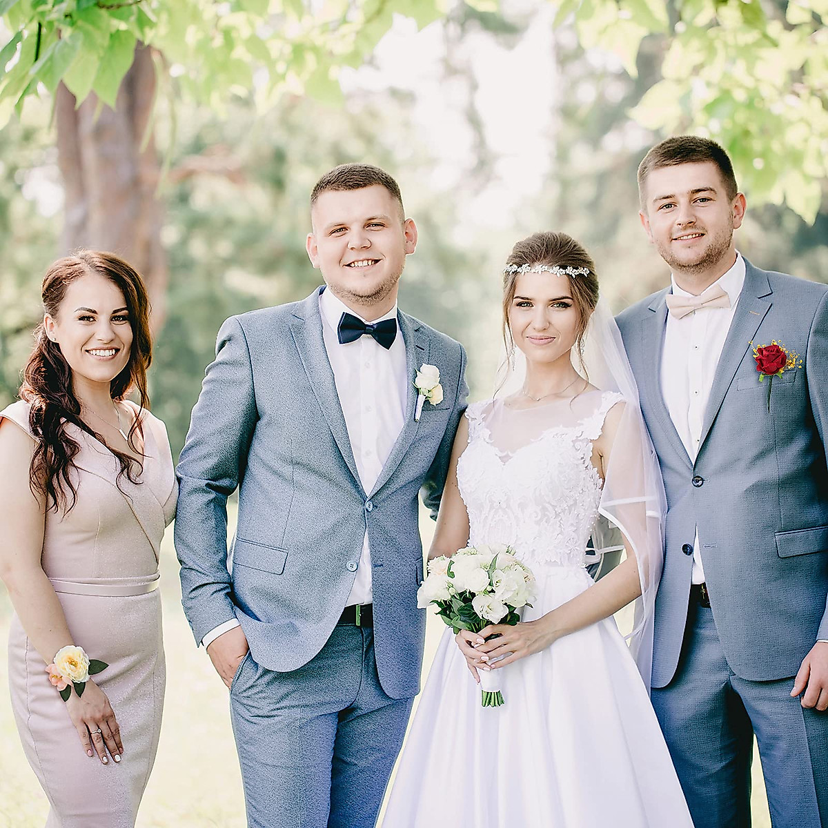 Hicarer 8 Pieces Pearl Wrist Corsage Bands for Wedding Faux Wrist Bands Elastic 8 Pairs Boutonniere Magnets 2 Rolls Green Floral Wrapping Tapes for DIY Handmade Prom