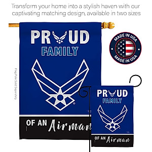 Proud Family Airman Garden Flag - Armed Forces Air Force USAF United State American Military Veteran Retire Official - House Decoration Banner Small Yard Gift Double-Sided Made In USA 13 X 18.5
