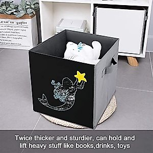 Mermaid Collapsible Storage Bins Basics Folding Fabric Storage Cubes Organizer Boxes with Handles
