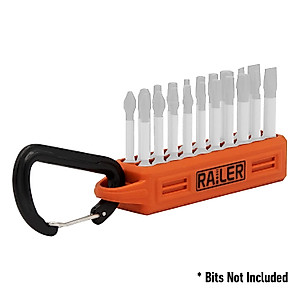 Screwdriver Bit Holder Storage Organizer – Railer 20-Hole Orange Bit Holder with Carabiner